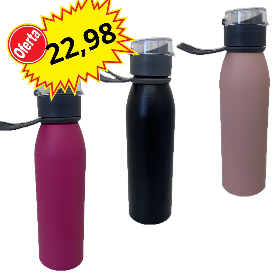 Garrafa Inox 700ml Agua Squeeze Liquidos Frios Urbana Preta rosa ...