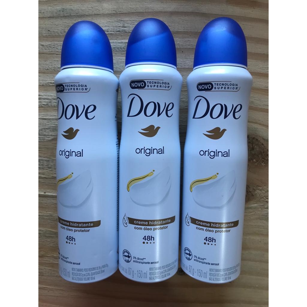Kit com 3 Desodorante Antitranspirante Aerosol Dove Unissex Original ...