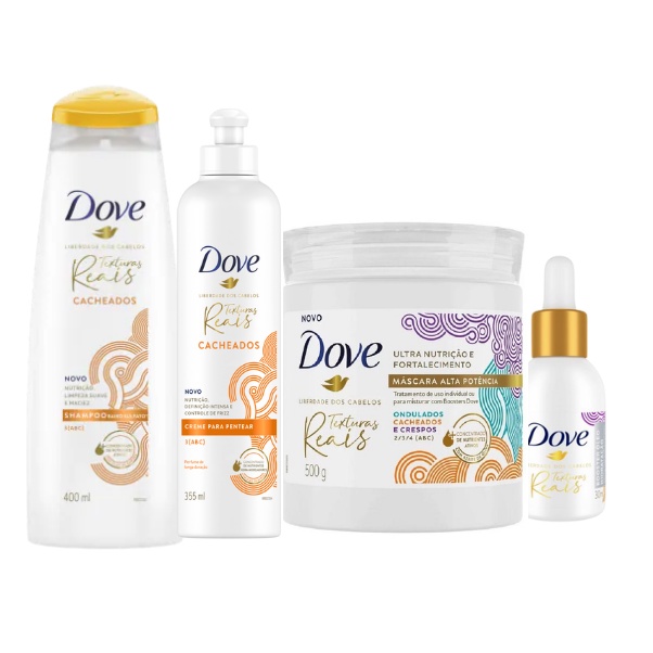 Linha Dove Texturas Reais Cacheados + Booster Hidratacao | Shopee Brasil