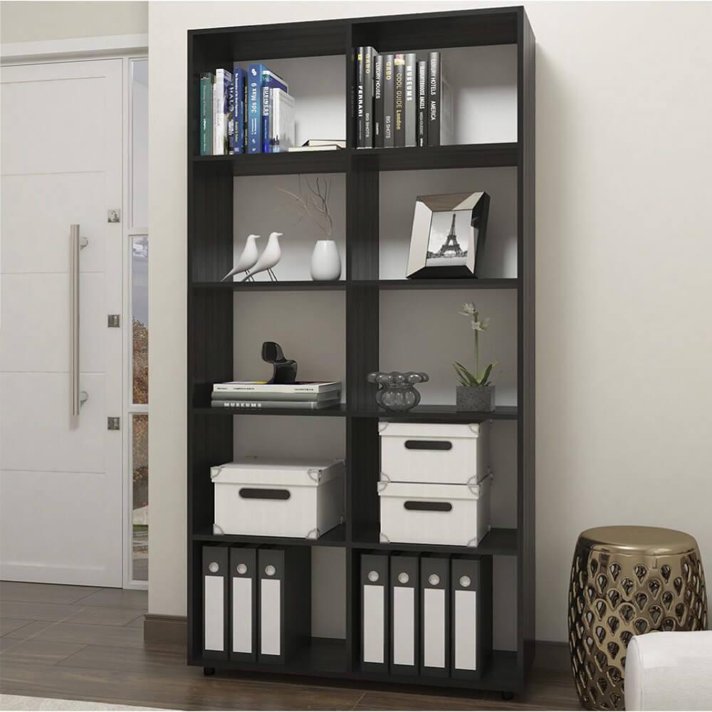 Estante Livreiro Mathilde com 10 Nichos - Preto | Shopee Brasil