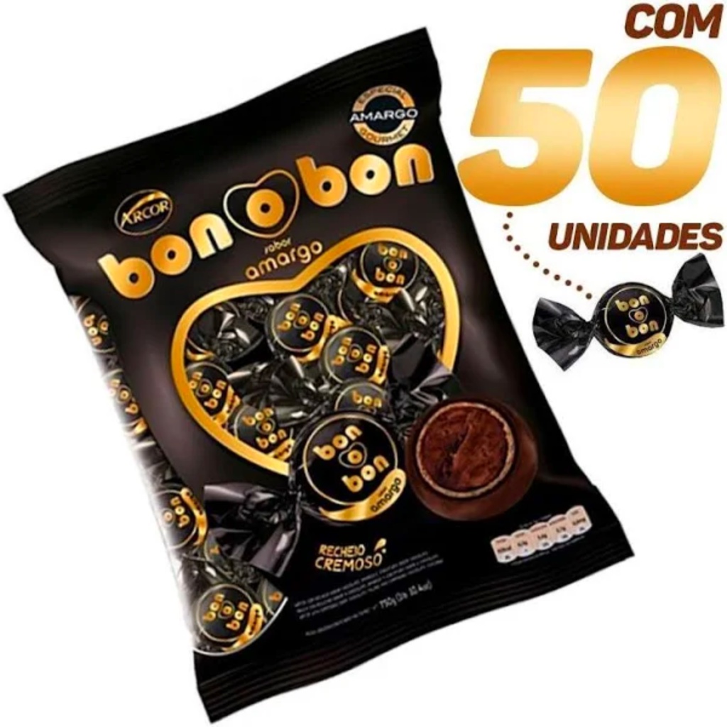 Pacote De Bombom Arcor Bon O Bon C/50 Unidades 750g Sabores | Shopee Brasil