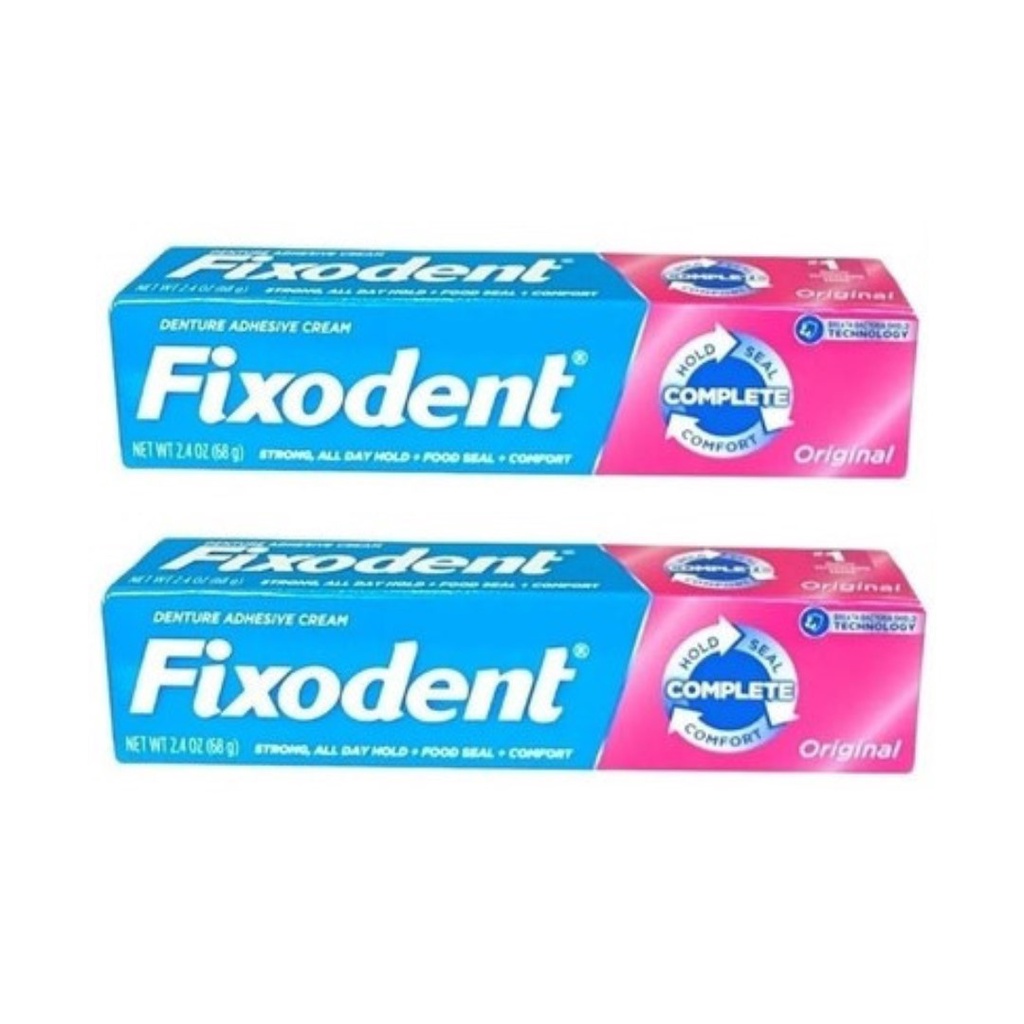 Kit com 2 Creme Fixador de Prótese Dentária Fixodent Original 68g ...