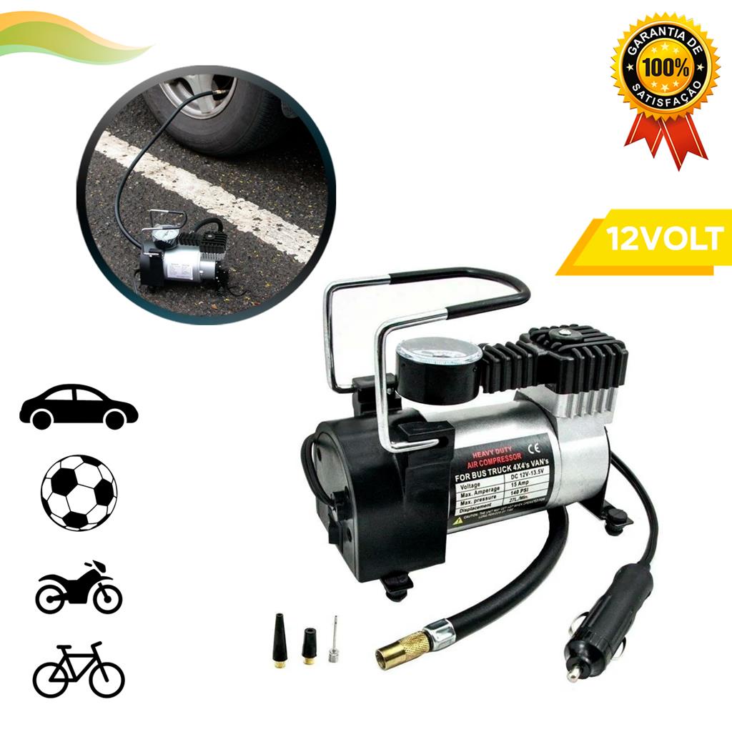 Mini Compressor De Ar Eletrico Portatil 12 Volt Carros Bike Bola ...
