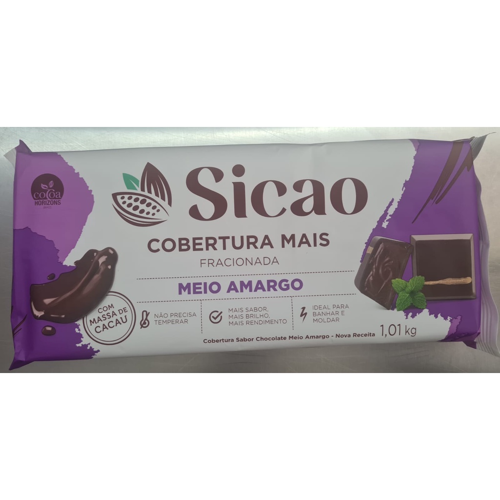 Cobertura Fracionada Sicao Mais Meio Amargo Em Barra 1 Kg - envio imediato | Shopee Brasil