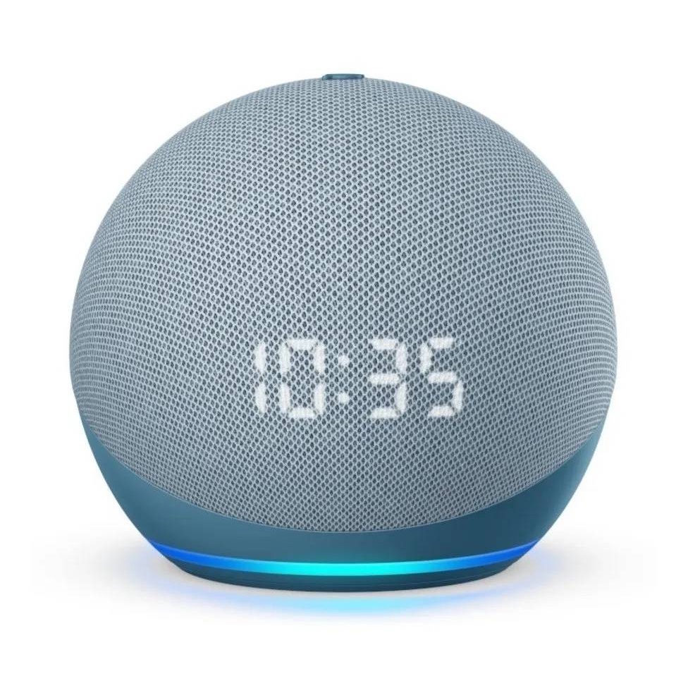 Amazon Echo Dot 4th Gen with clock com assistente virtual Alexa, display integrado twilight blue ...