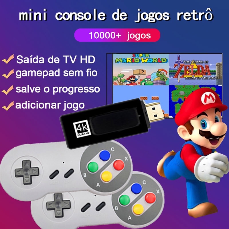 Game Stick 4K Video-game Anatel Retrô 10.000 Jogos (SNES, MD, MAME, PS1 ...