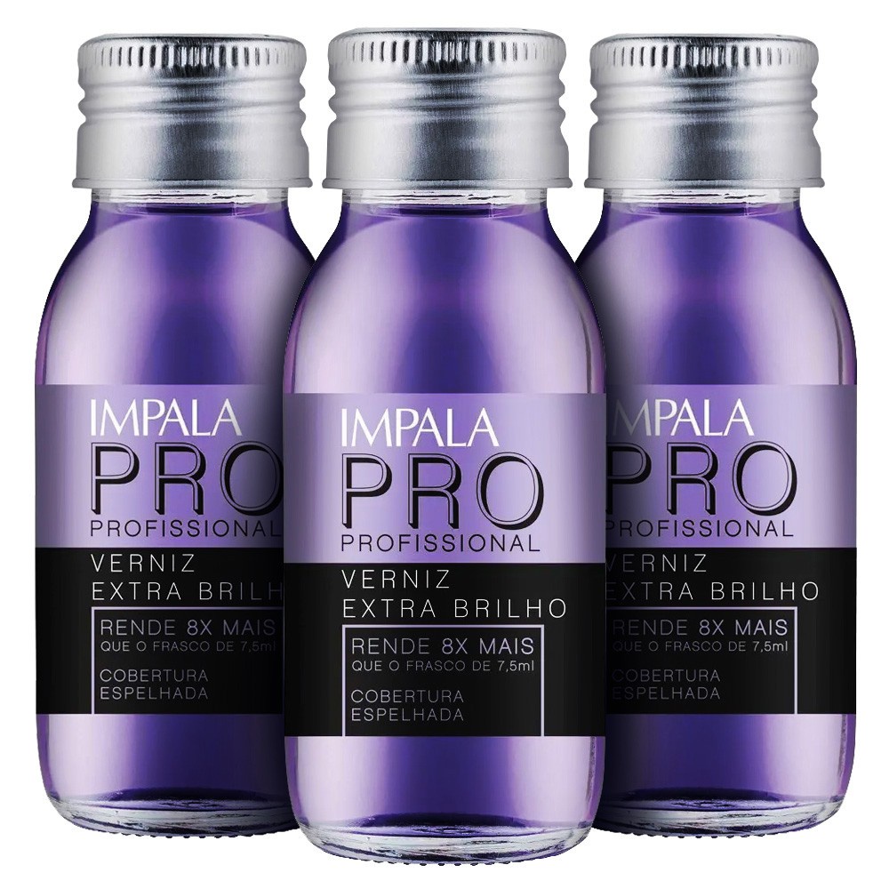 Kit C/03 Esmalte Impala Pro Verniz Extra Brilho - 60ml | Shopee Brasil