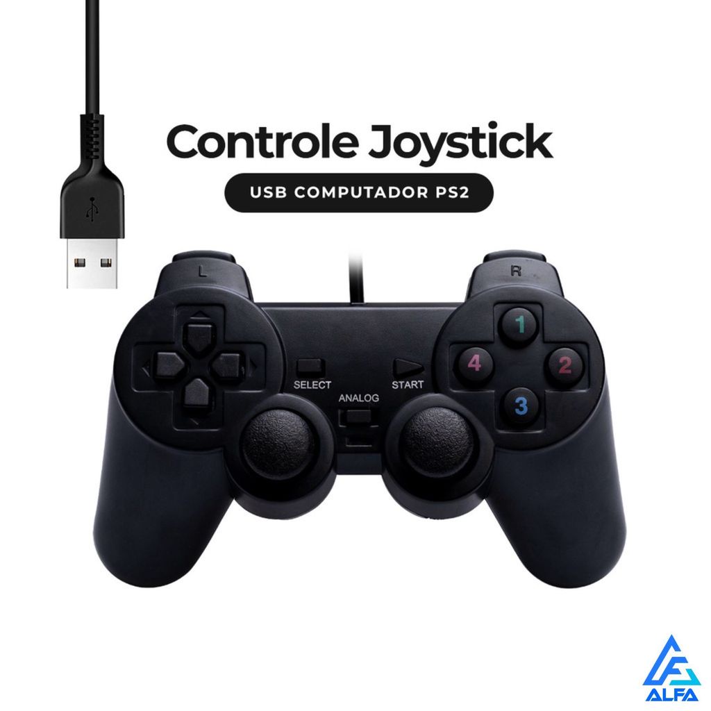 Controle Pc Computador USB Joystick Gamer Jogos Console Modelo P2 - Faz ...