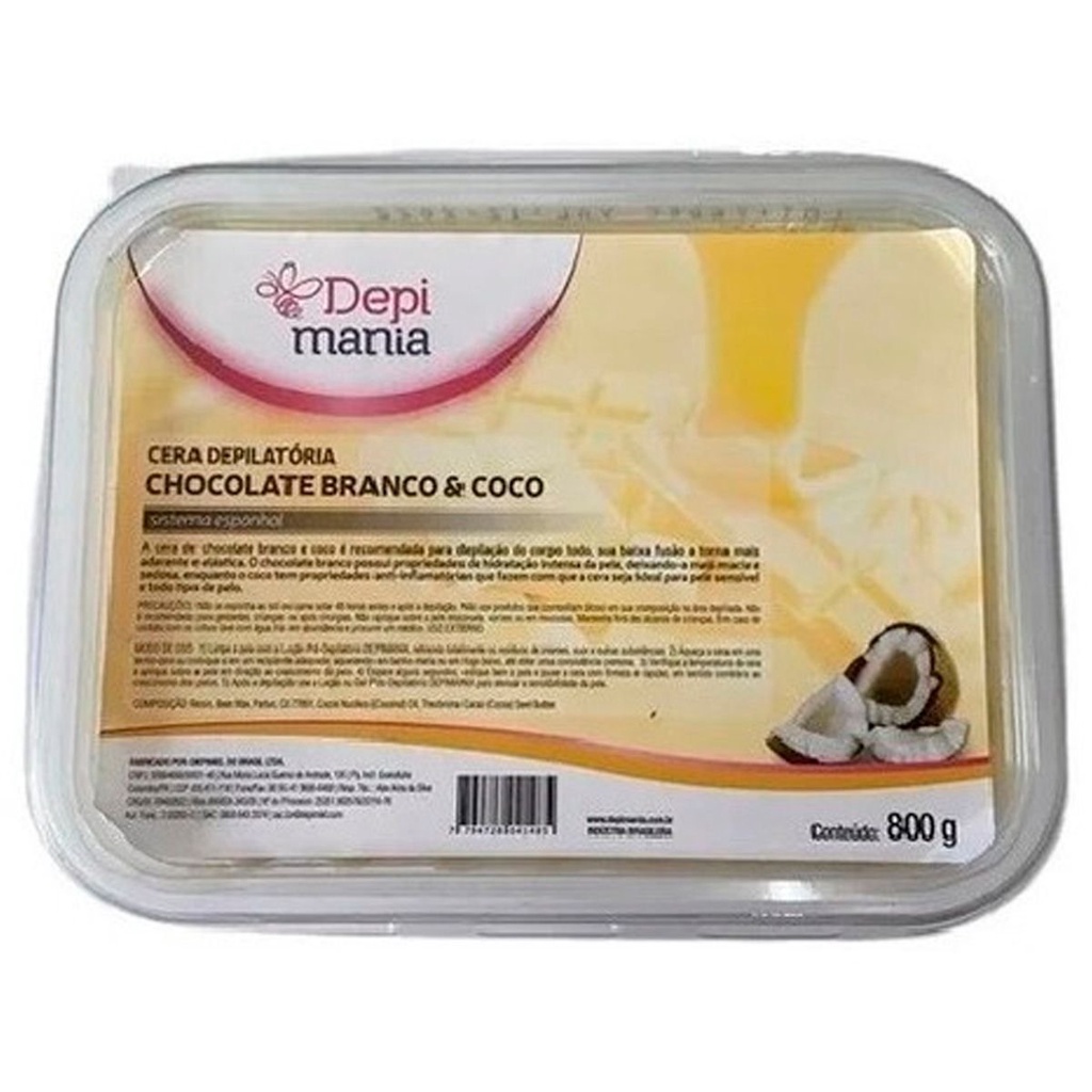Cera Depilatória Depi Mania Chocolate Branco e Coco 800g | Shopee Brasil