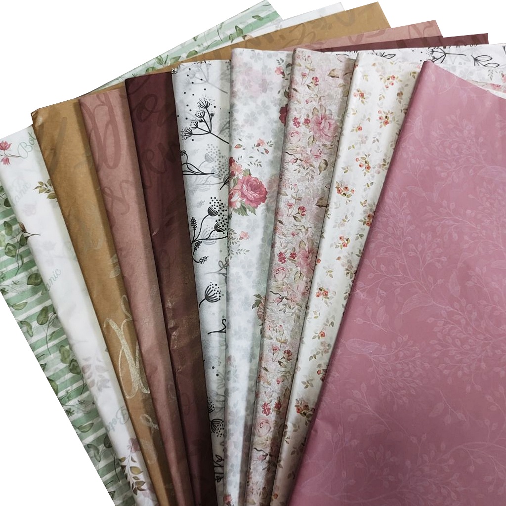 Papel de Seda Estampado Flores Florais 50x35cm com 25 ou 50 Folhas ...