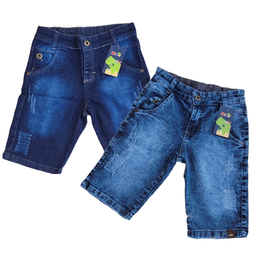 Kit 2 Bermuda Infantil e Juvenil Bermuda Jeans de Menino com Regulador ...