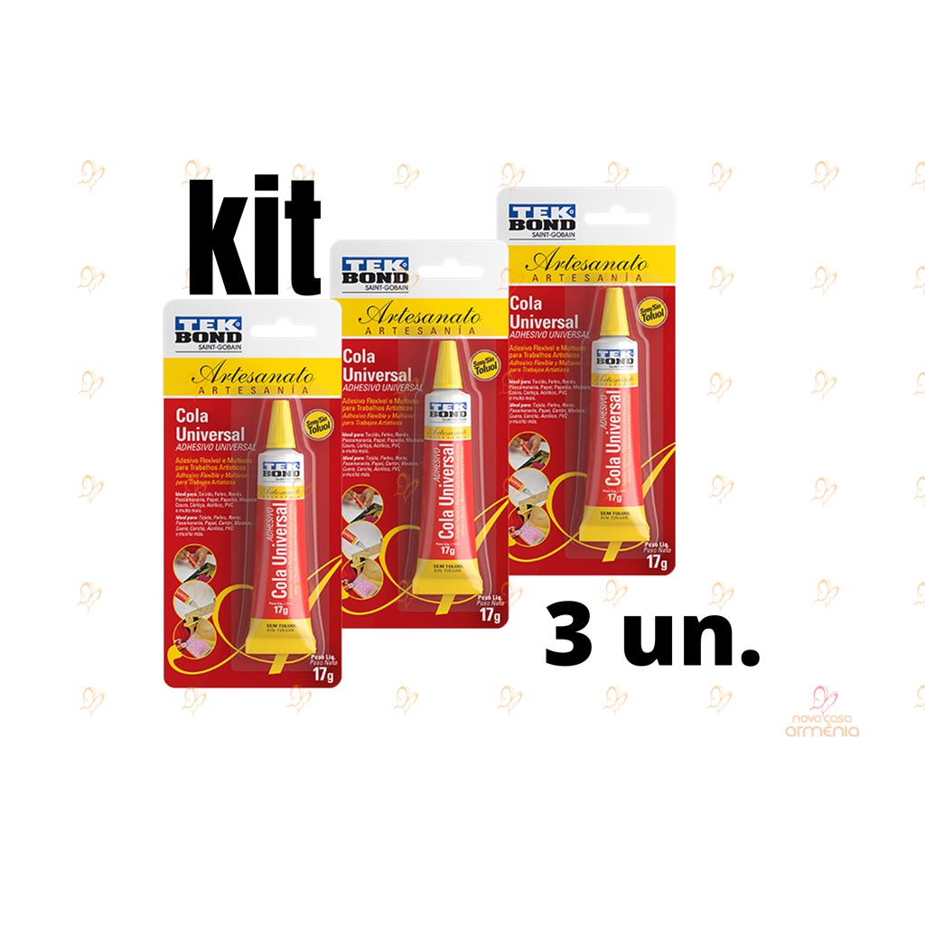 Kit 3 unidades Cola Universal Para Artesanato Tekbond 17g | Shopee Brasil