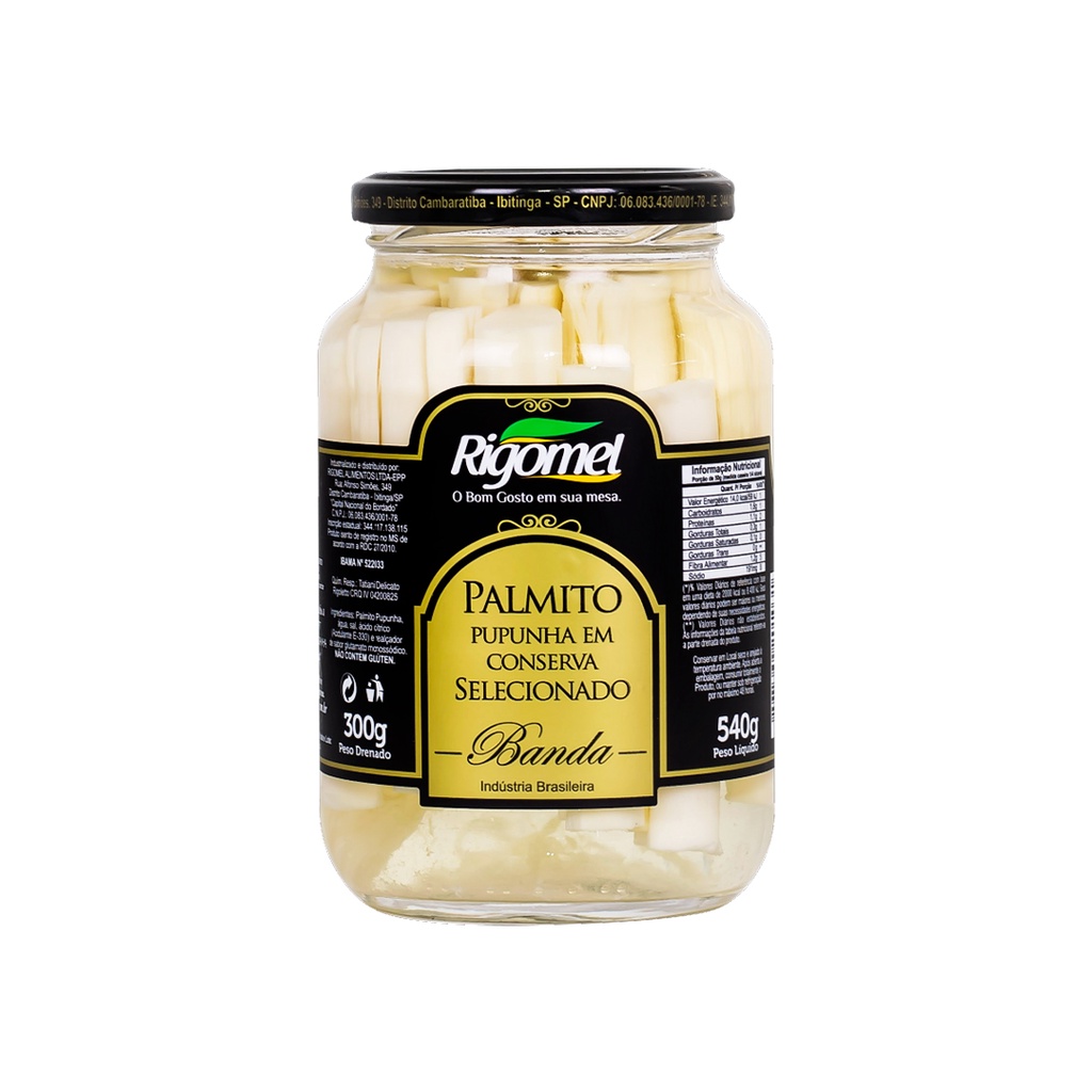 Palmito de Pupunha Banda em Conserva Rigomel 300g | Shopee Brasil