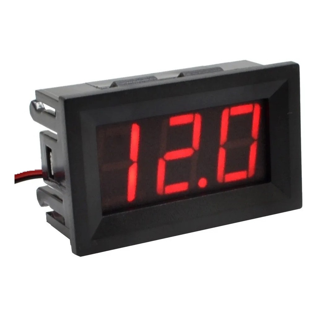 Voltimetro Digital Som Capa 12v Vermelho 24V medidor de Voltagem Pronta ...