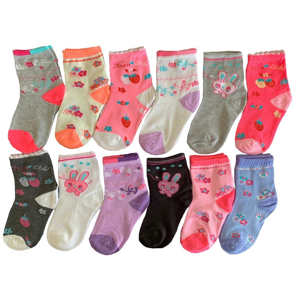 Kit 6 e 12 pares de meias infantil feminino | Shopee Brasil