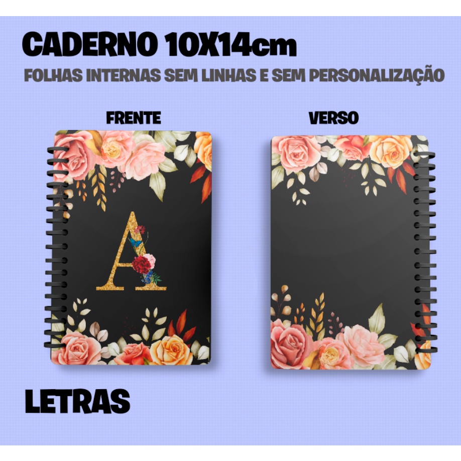 CADERNO CAPA DURA SEM PAUTA 10X14 LETRAS PRETO - Escorrega o Preço