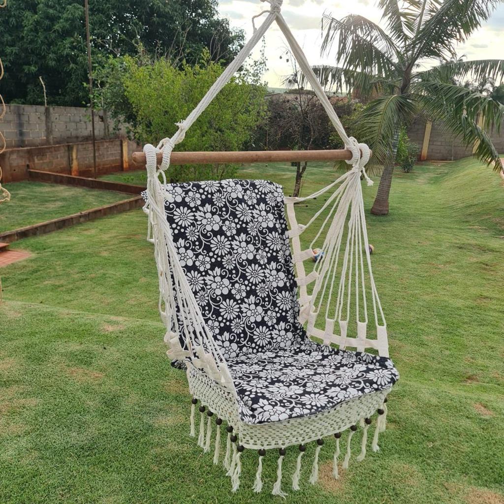 Rede Cadeira Descanso Suspensa Com Varanda Croche Artesanal | Shopee Brasil