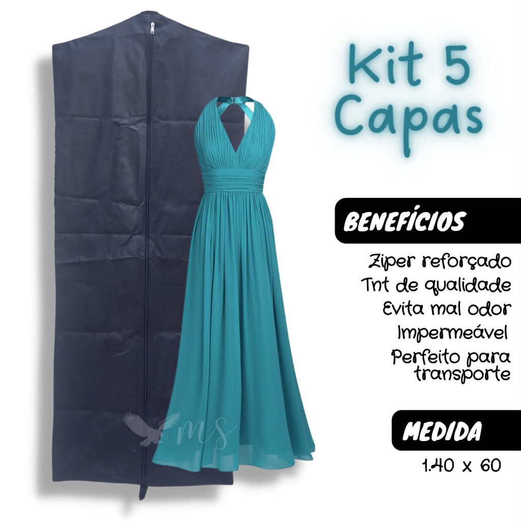 Kit 5 Capas Protetora Terno Vestido Roupa C/ Zíper - Escorrega o Preço