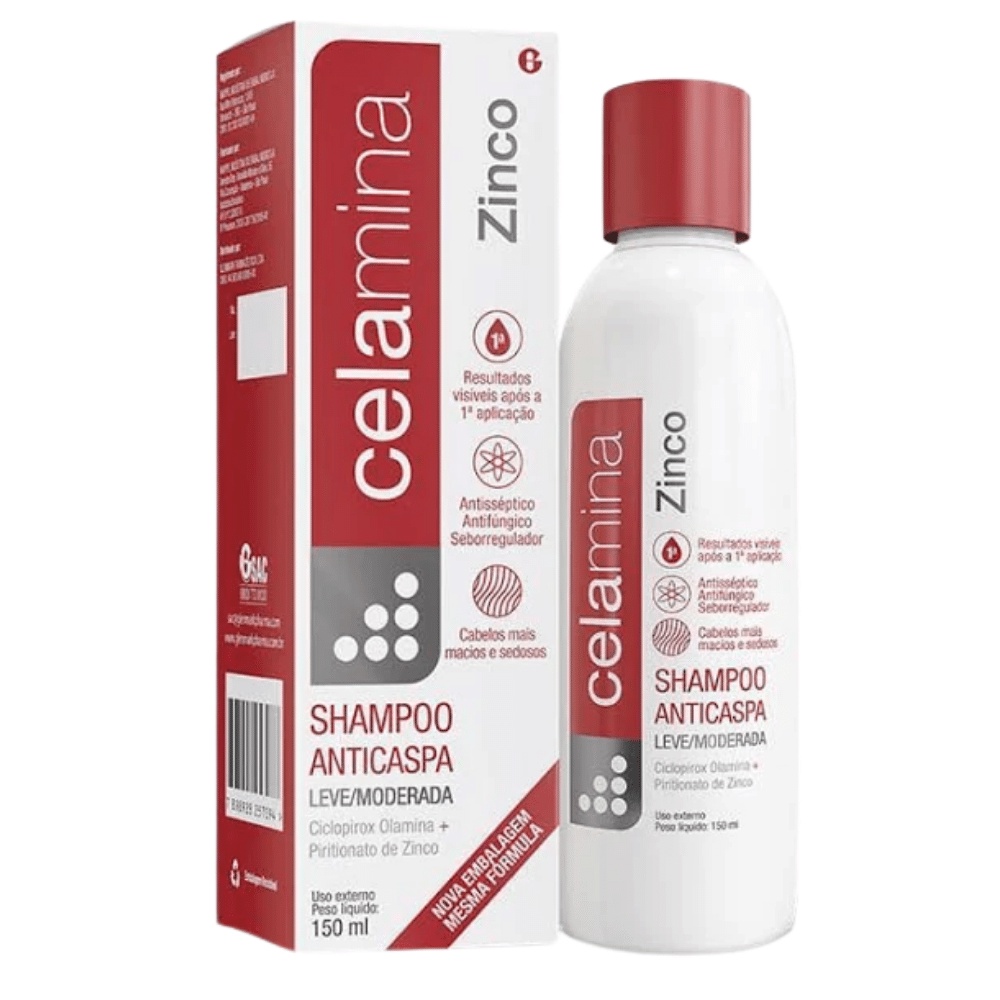 Mantecorp Celamina Zinco Shampoo Anticaspa 150ml | Shopee Brasil