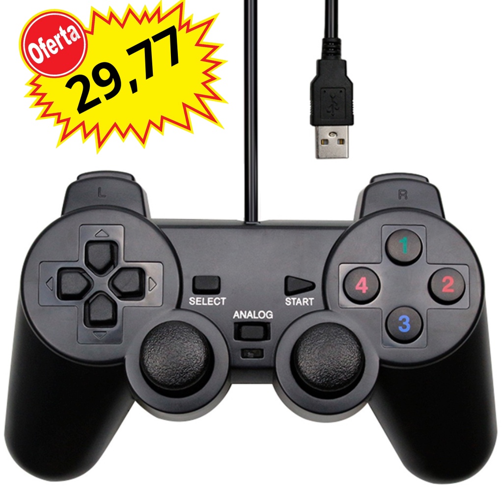 Controle Joystick USB Games Retro Computador PC Gamer PS2 Raspberry ...