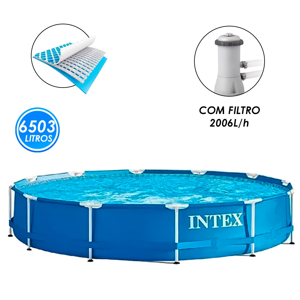 PISCINA ESTRUTURAL REDONDA 6503 LT 28210 INTEX + FILTRO 220V | Shopee ...
