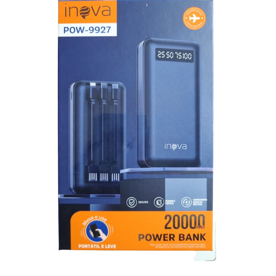 CARREGADOR PORTÁTIL POWER BANK INOVA 20000 mAh POW - 9927 - Desconto no ...