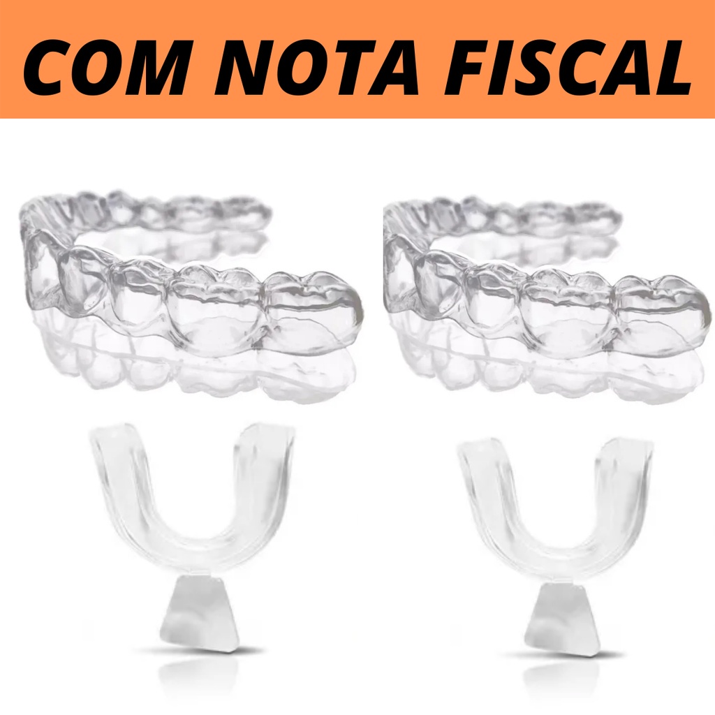 2 Placa de Bruxismo Silicone Moldável Aparelho Inferior e Superior ...