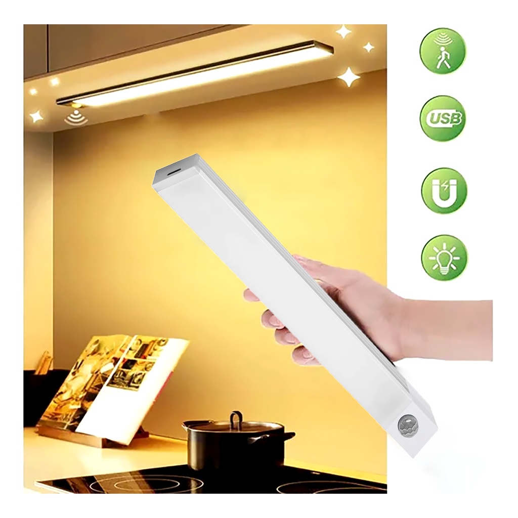 Lâmpada Luminária Barra Led Com Sensor De Movimento Recarregável Para ...