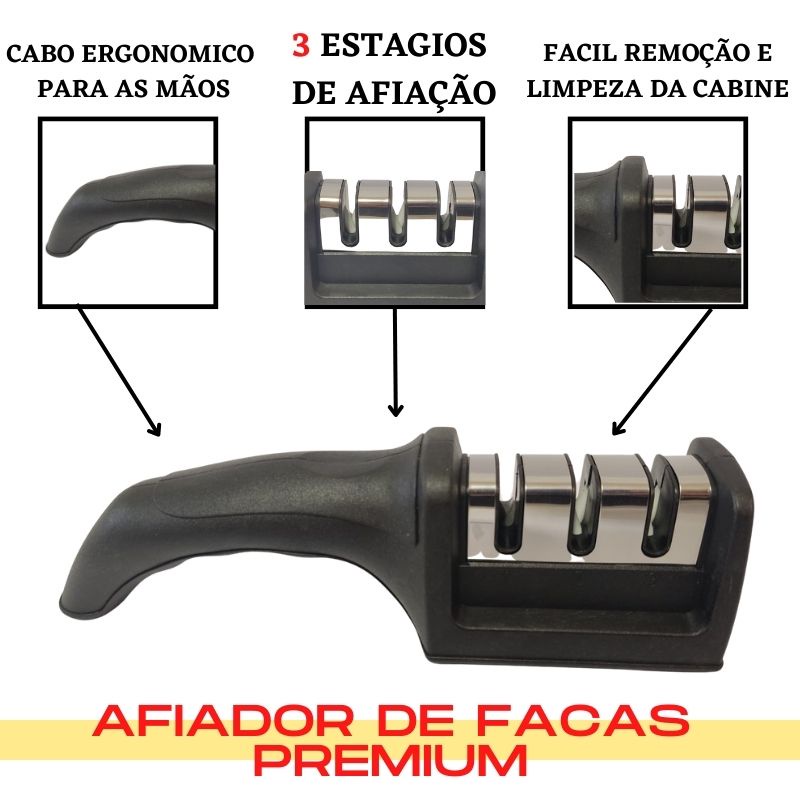 Afiador e Amolador de Facas Linha Profissional 3 Modulos | Shopee Brasil