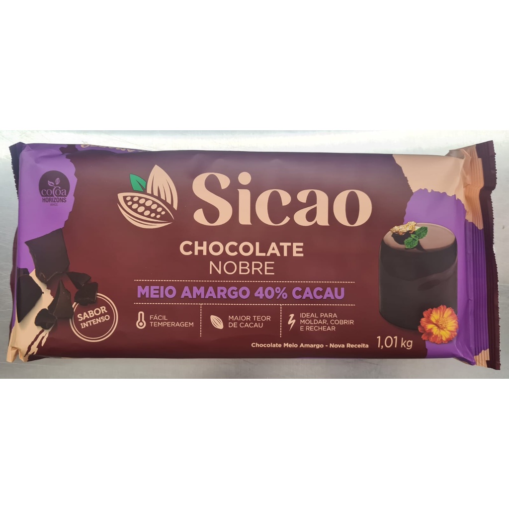 Chocolate Sicao Nobre Barra Meio Amargo - 1kg Envio Imediato | Shopee Brasil