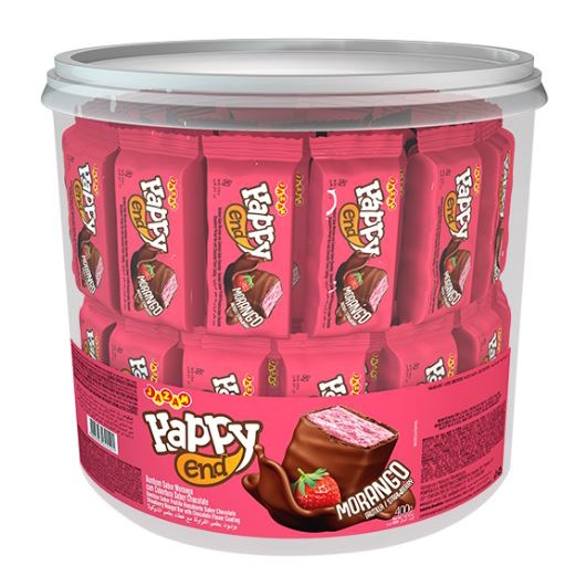 Bombom Happy End Morango Pote 400g - Jazam | Shopee Brasil