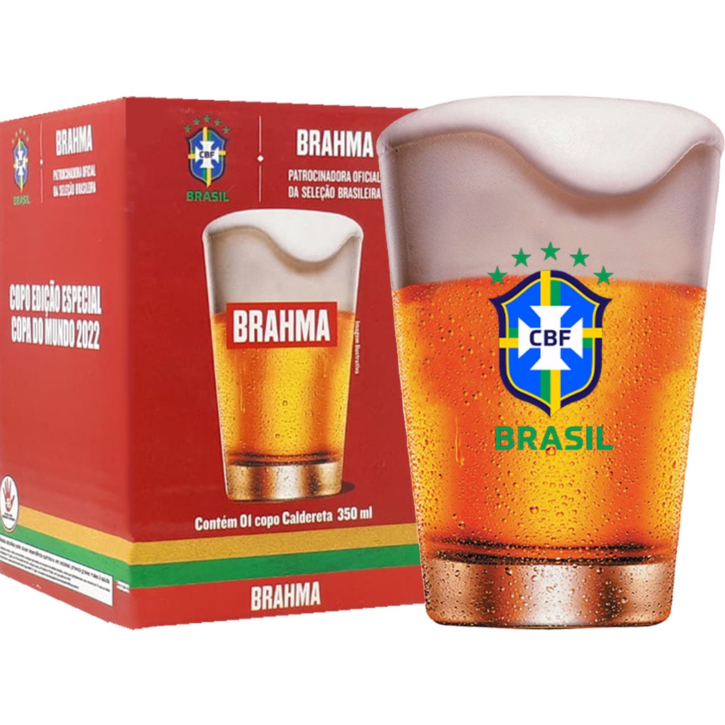 Copo Licenciado P/ Cerveja e Chopp Brahma CBF Oficial 350ml | Shopee Brasil