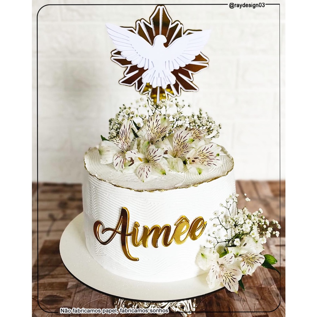 Topo Topper de Bolo Batizado Batismo - Com camadas | Shopee Brasil