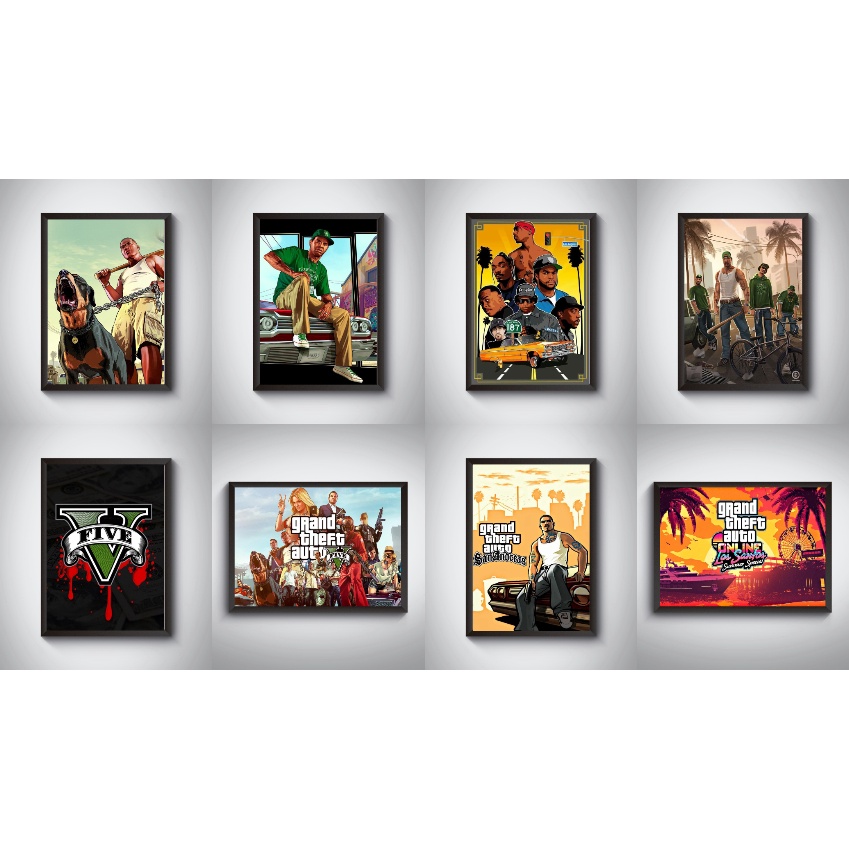 GTA GRAND THEFT AUTO QUADRO DECORATIVO C/MOLDURA | Shopee Brasil