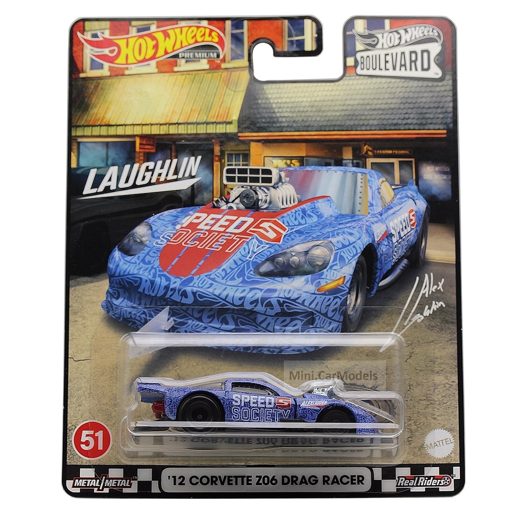 Hot Wheels Premium Boulevard 12 Corvette Z06 Drag Racer Arrancada Alex Laughlin Pneus Borracha ...
