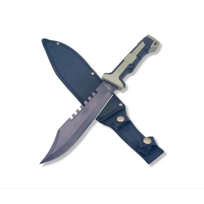 Faca Preta e Cinza com Punho Emborrachado e Bainha de Nylon | Shopee Brasil