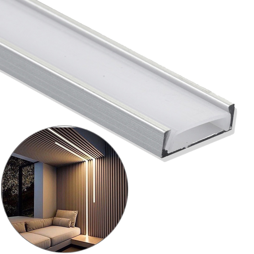 Perfil de Led Sobrepor Slim Alumínio Para Fita de Led 1 Metro gesso ...