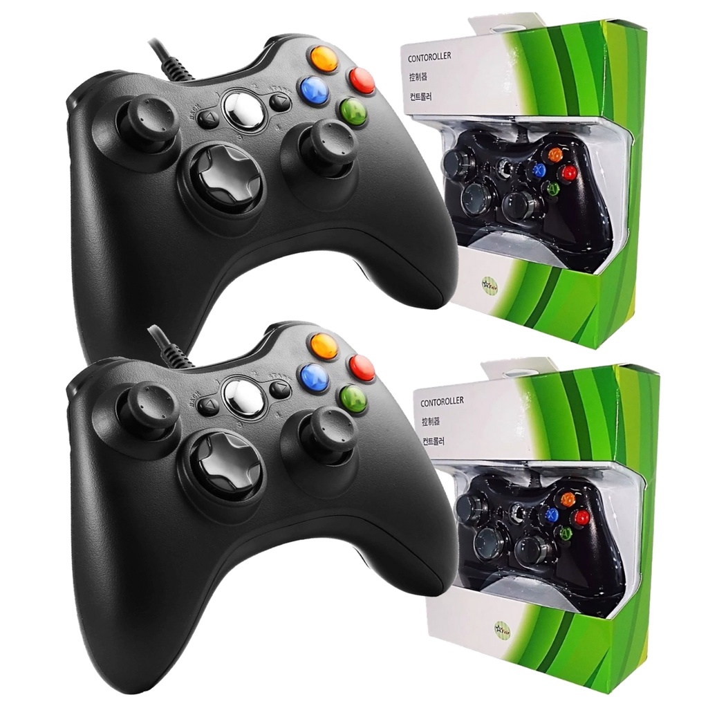 Controle Xbox 360 Com Fio P/ Xbox 360 & Pc Joystick USB C/ Chip ...