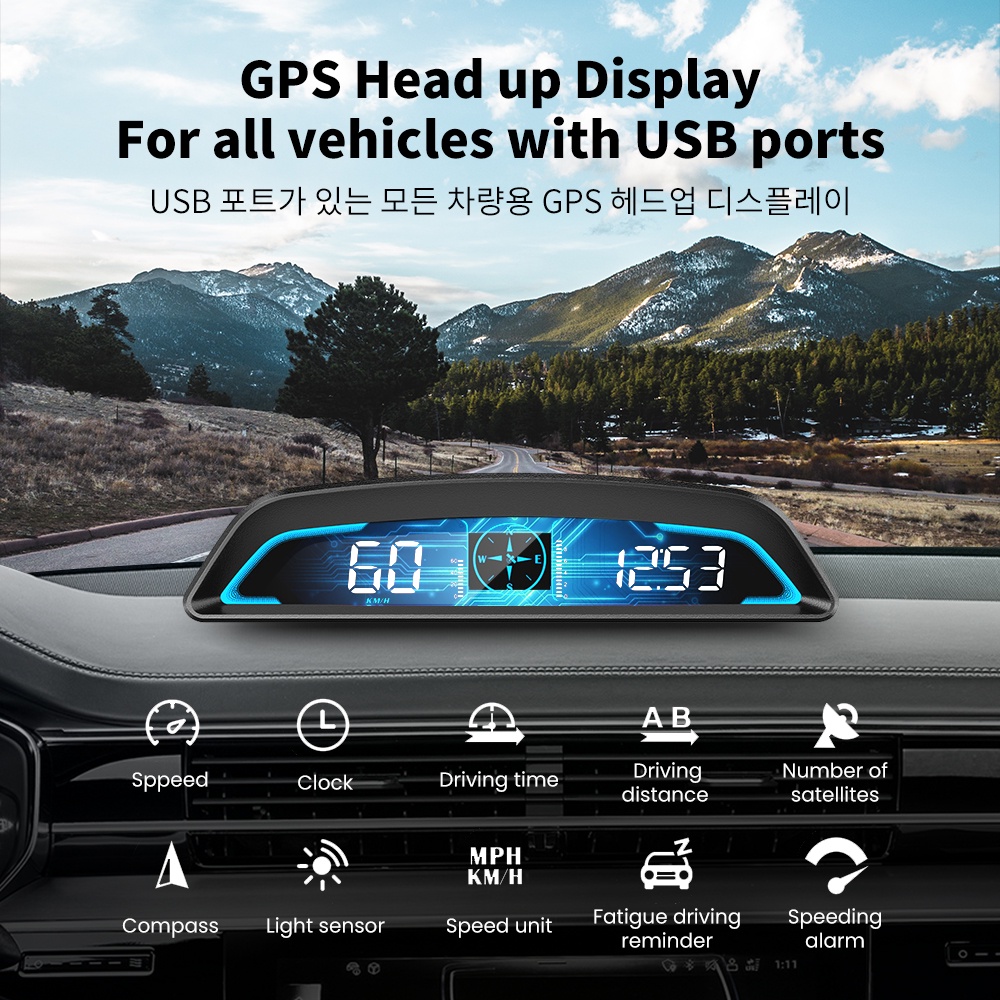 G3 GPS Carro HUD Velocímetro Head Up Display Alarme Digital De Lembrete , Acessórios Eletrônicos ...