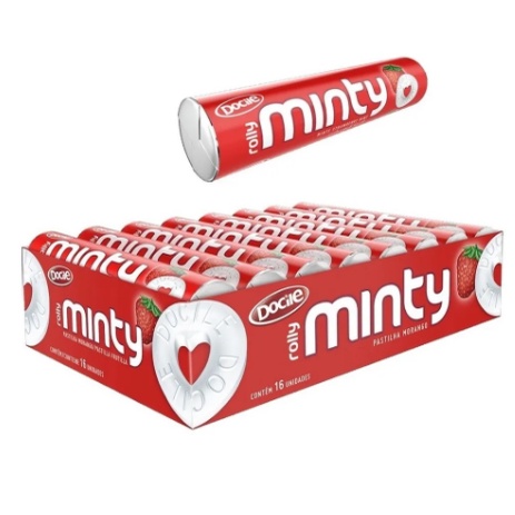 Docile | Pastilha Rolly Minty sabor morango Display com 16 unidades de ...