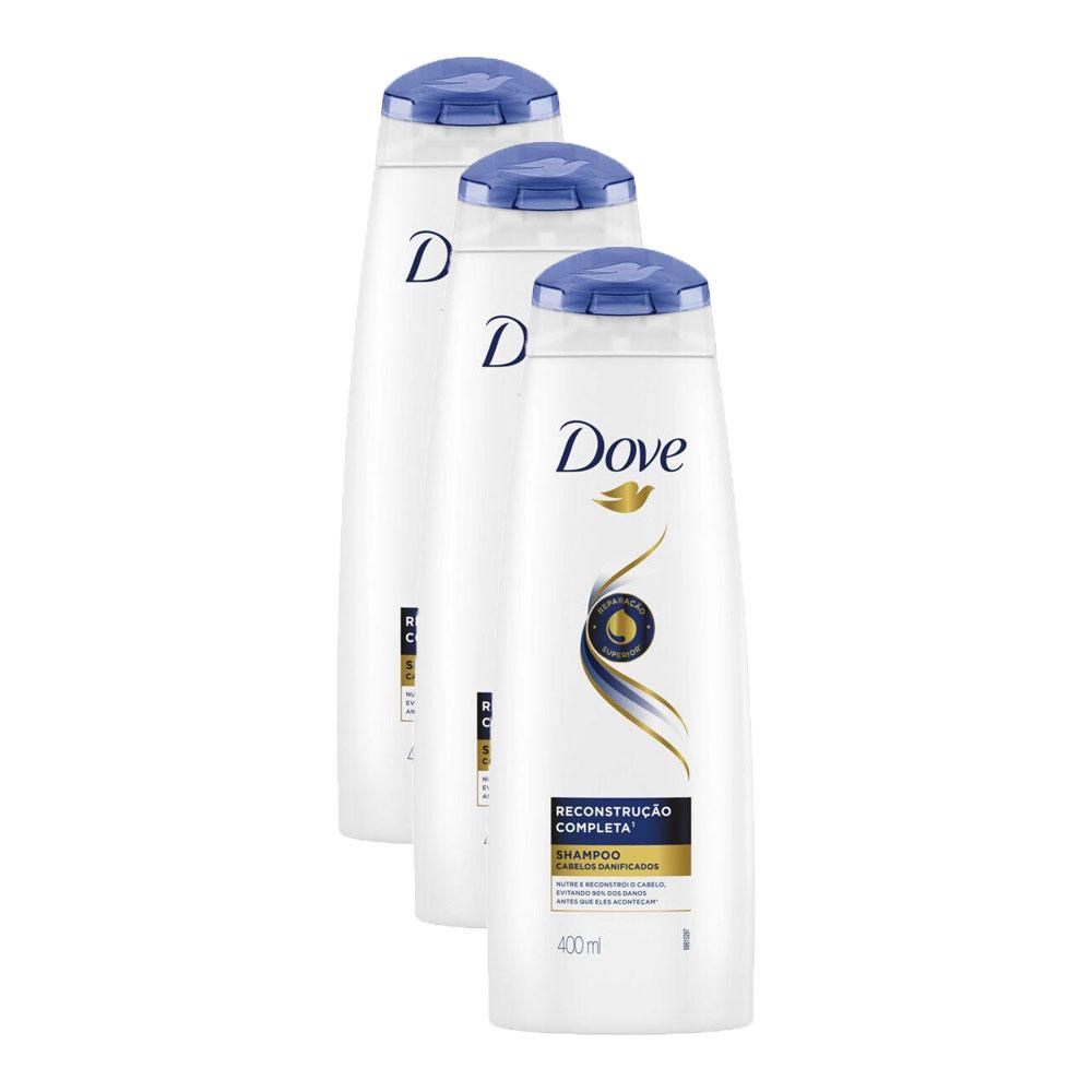 Kit 3 Shampoos Dove Reconstrução Completa 400ml cada | Shopee Brasil
