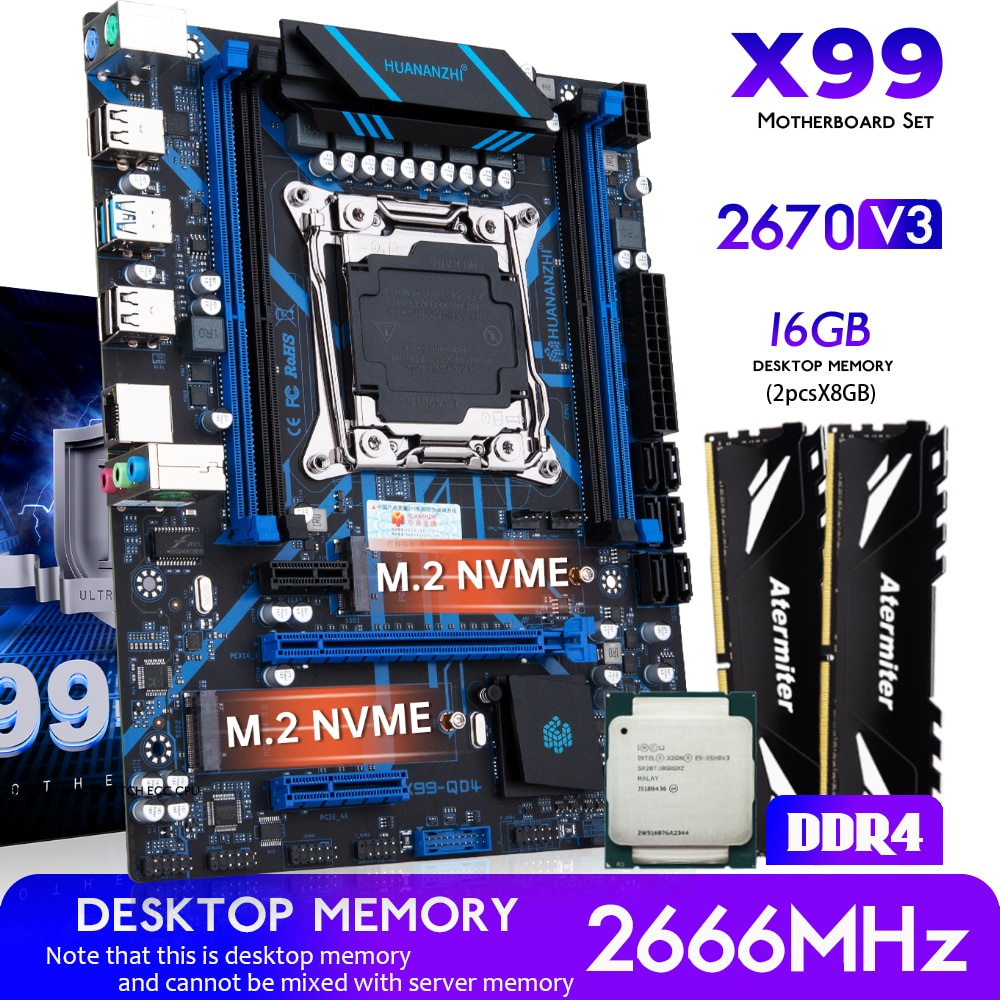Placa Mãe Original Huanzhi X99 Qd4 X99 Com Kit Combinado Xeon E5 2670