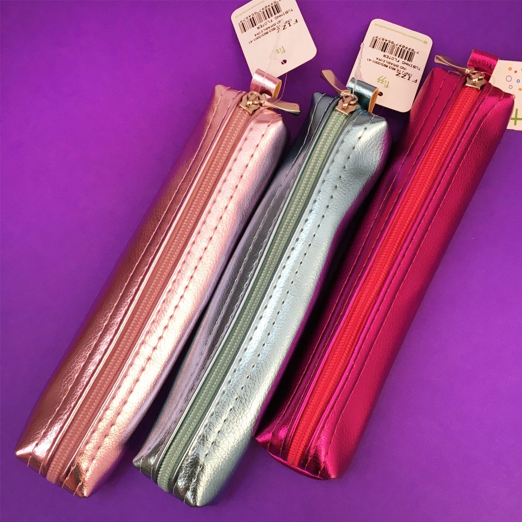 Estojo Escolar Pequeno Tubinho Fino Metalizado Colorido Fizz | Shopee ...