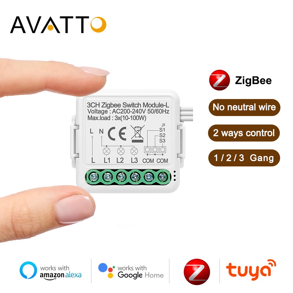 Módulo Interruptor AVATTO Smart Zigbee Sem Fio Neutro Neutra Necessário , Tuya 1/2/3 Gang Switch ...