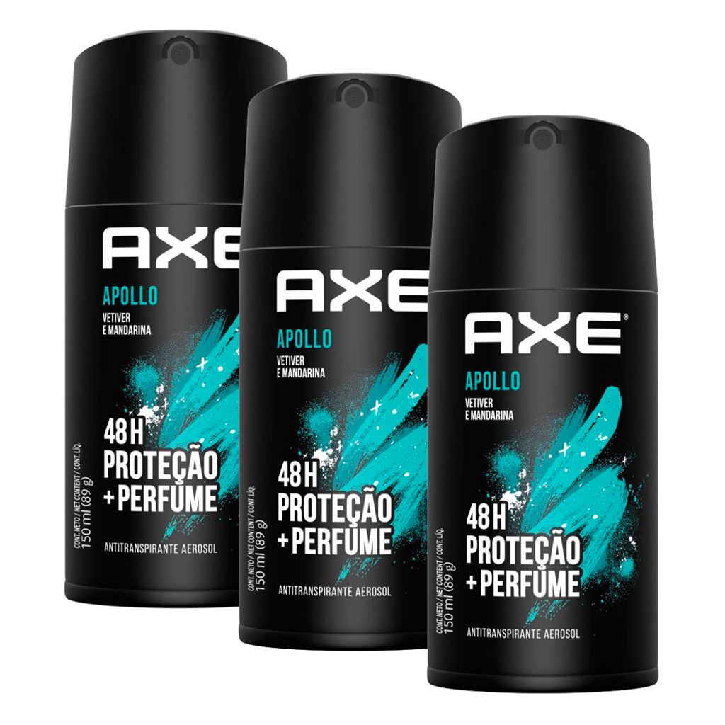 Kit 3 Desodorante Axe Apollo Body Spray Aerosol 150ml | Shopee Brasil