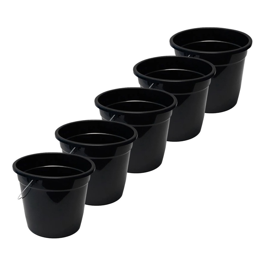 Kit 5 Baldes Preto Com Alça 5 Litros Reforçada Lavanderia - Escorrega o ...