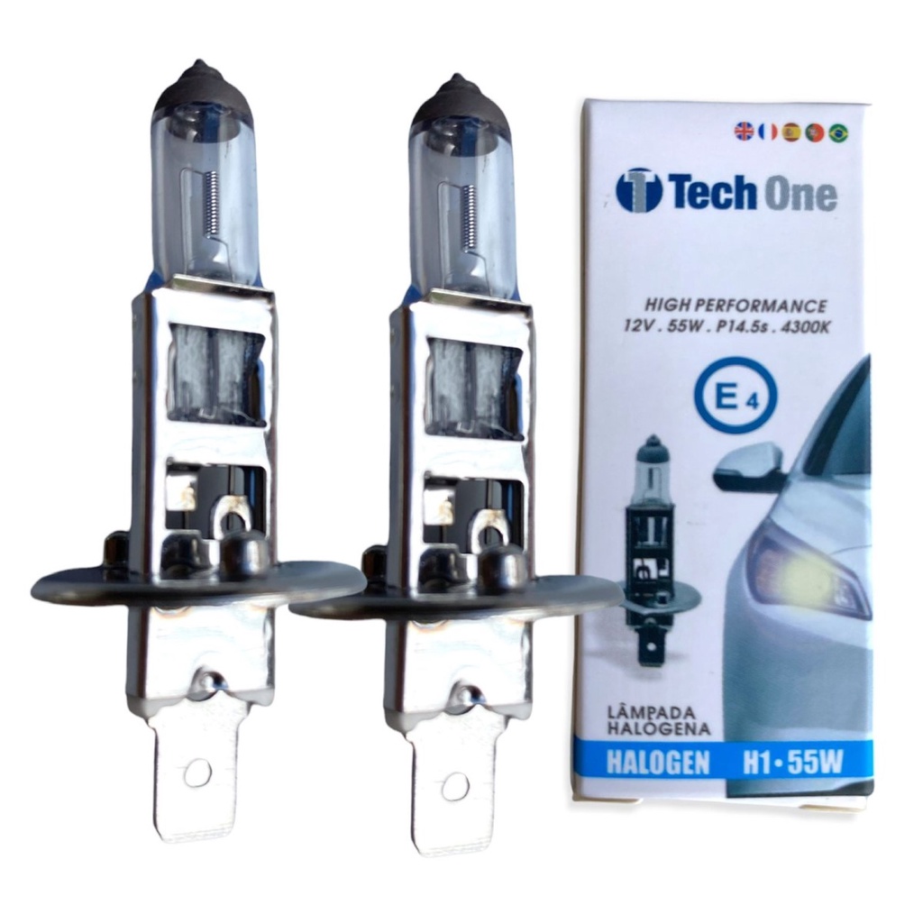 Lampada Halogena 12V Tech One Caixinha 4300k H1 55W UN | Shopee Brasil