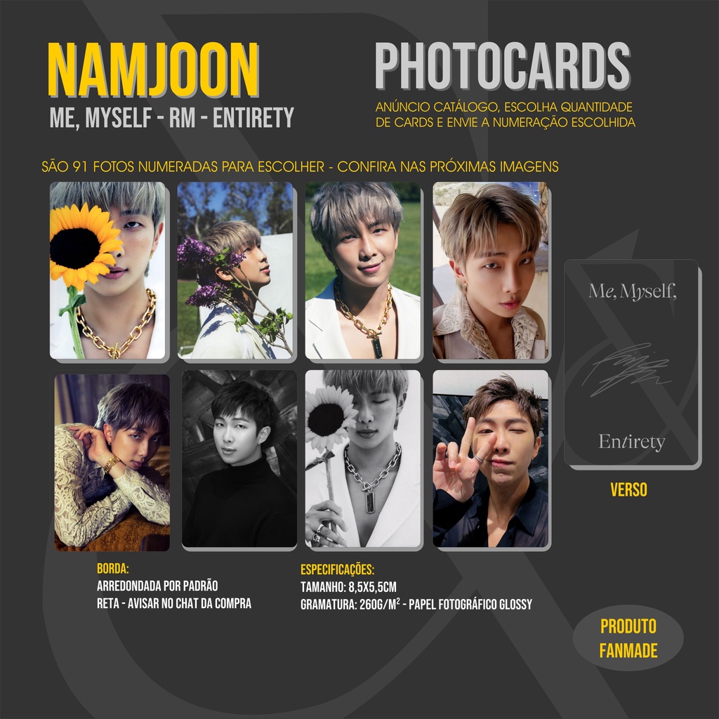 Namjoon - RM Entirety - Me myself Photocards - Fanmade | Shopee Brasil