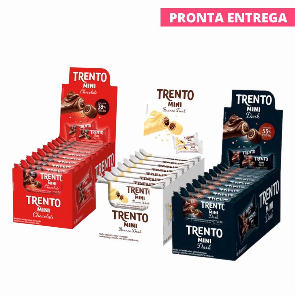 Chocolate Trento Mini caixa c/ 16 unidades de 16g (Sabores: Chocolate ... Chocolate Trento Mini caixa c/ 16 unidades de 16g (Sabores: Chocolate ...