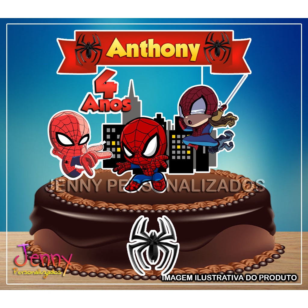 topo topper de bolo personalizado homem aranha cute | Shopee Brasil